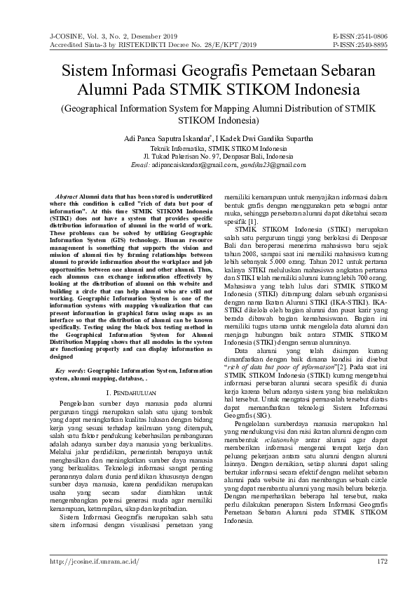 (PDF) Sistem Informasi Geografis Pemetaan Sebaran Alumni