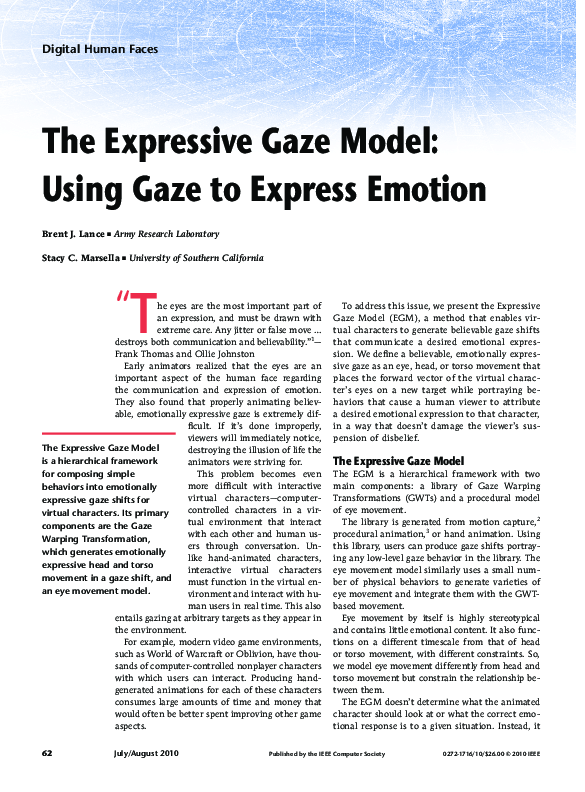 (PDF) The Expressive Gaze Model: Using Gaze to Express Emotion