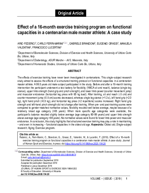 (PDF) Effect of a 16-month exercise training program on functional ...