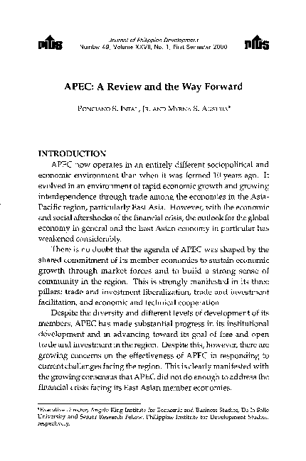 (PDF) APEC: A Review and the Way Forward