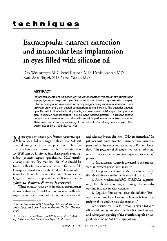 (PDF) Extracapsular cataract extraction and intraocular lens ...