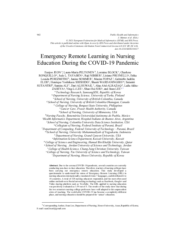 (PDF) Emergency Remote Learning in Nursing Education During the COVID ...
