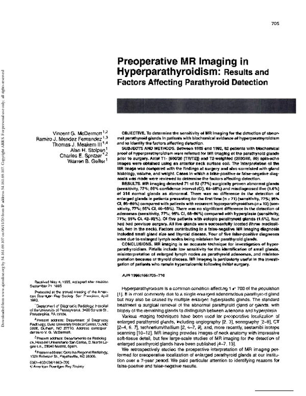 (PDF) Preoperative MR imaging in hyperparathyroidism: results and ...