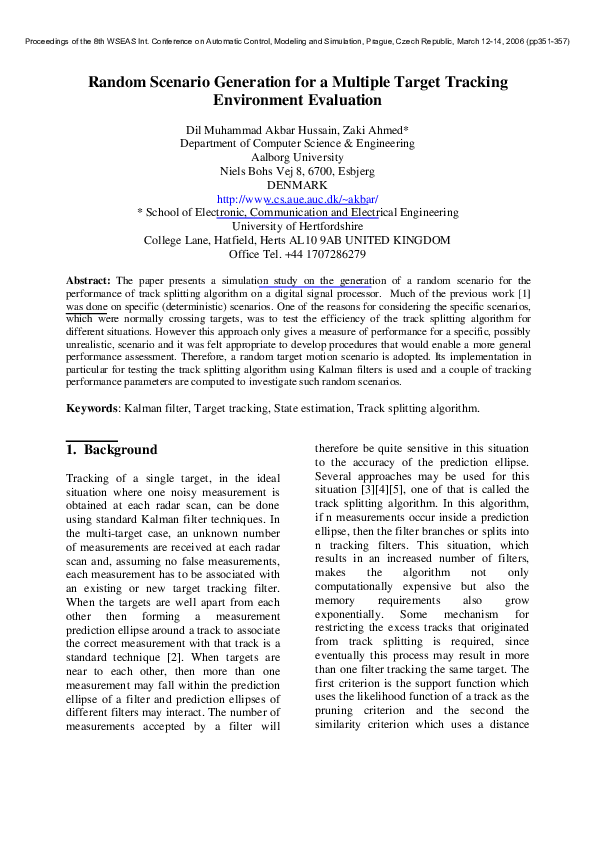 (PDF) Random scenario generation for a multiple target tracking ...