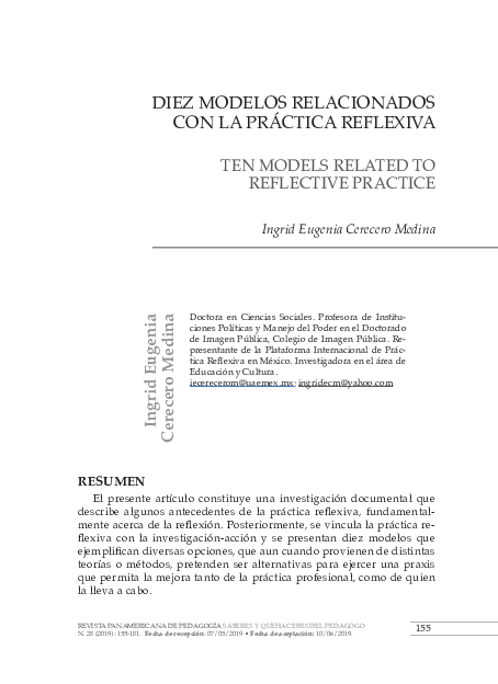 (PDF) Diez Modelos Relacionados Con La Práctica Reflexiva