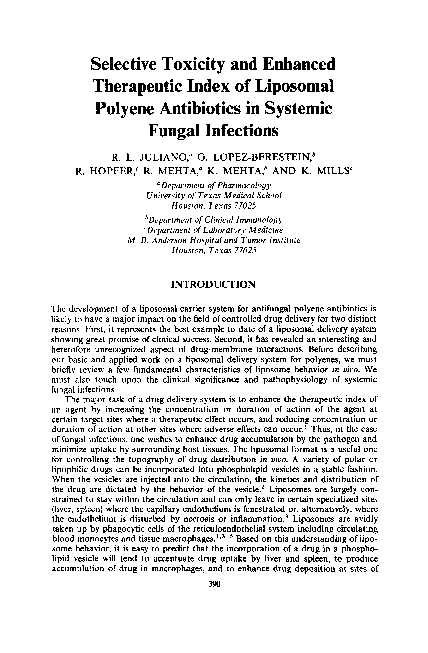(PDF) Selective Toxicity and Enhanced Therapeutic Index of Liposomal ...