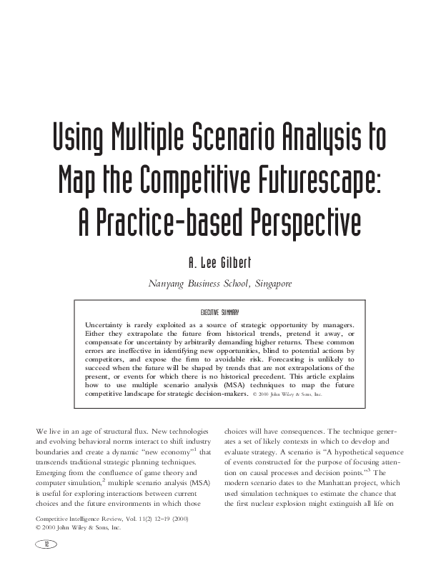 (PDF) Using multiple scenario analysis to map the competitive ...