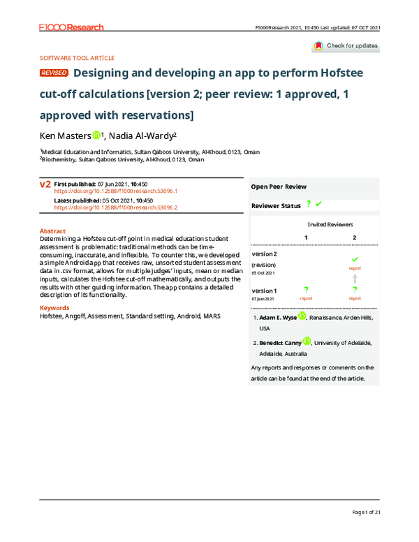 (PDF) Designing and developing an app to perform Hofstee cut-off ...