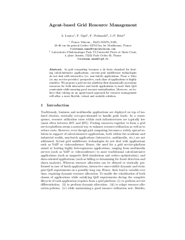 (PDF) Agent-Based Grid Resource Management