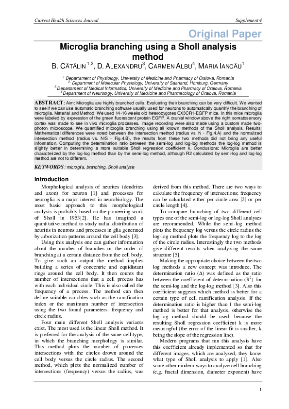 (PDF) Microglia branching using a Sholl analysis method
