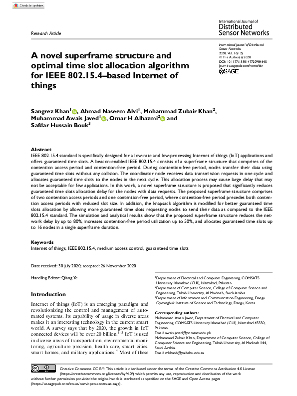 (PDF) A novel superframe structure and optimal time slot allocation algorithm for IEEE 802.15.4 ...