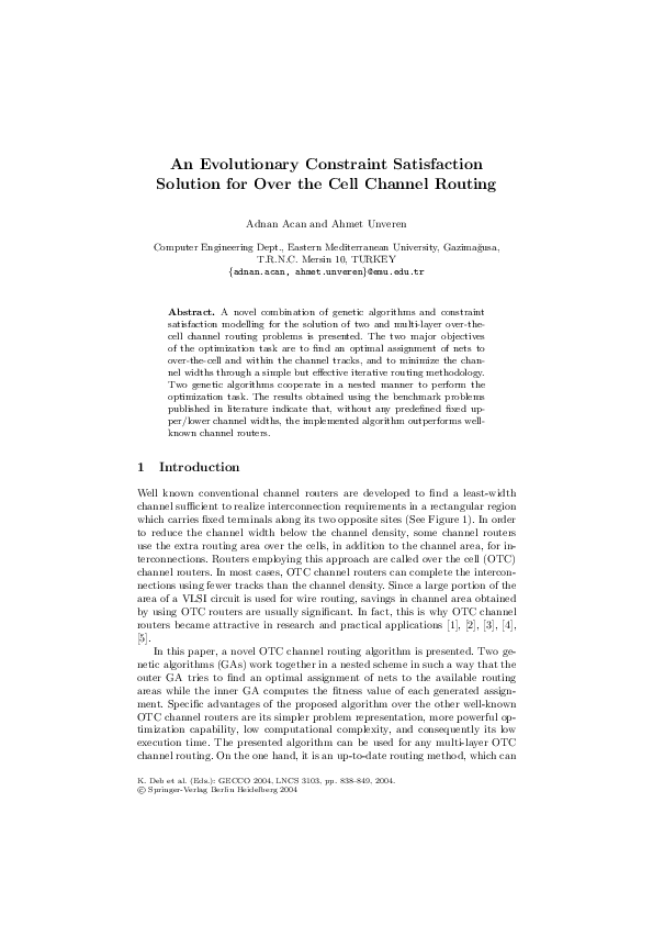 (PDF) An evolutionary constraint satisfaction solution for over the cell channel routing | Ahmet ...