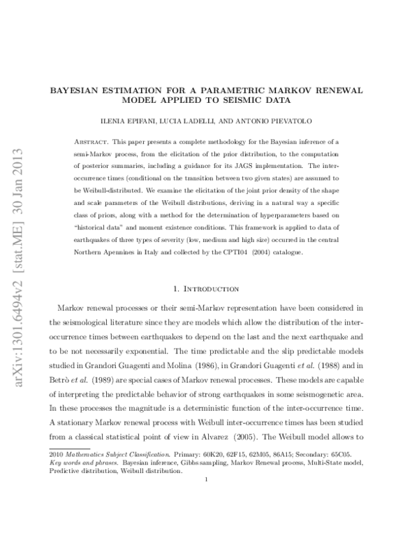 (PDF) Bayesian Inference in Markov Renewal Models