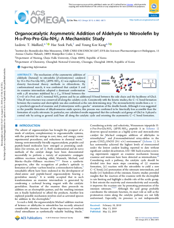 (PDF) Organocatalytic Asymmetric Addition of Aldehyde to Nitroolefin by ...