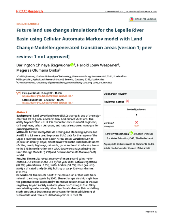 (PDF) Future land use change simulations for the Lepelle River Basin using Cellular Automata ...