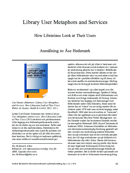 (PDF) Library User Metaphors and Services : How Librarians Look at ...