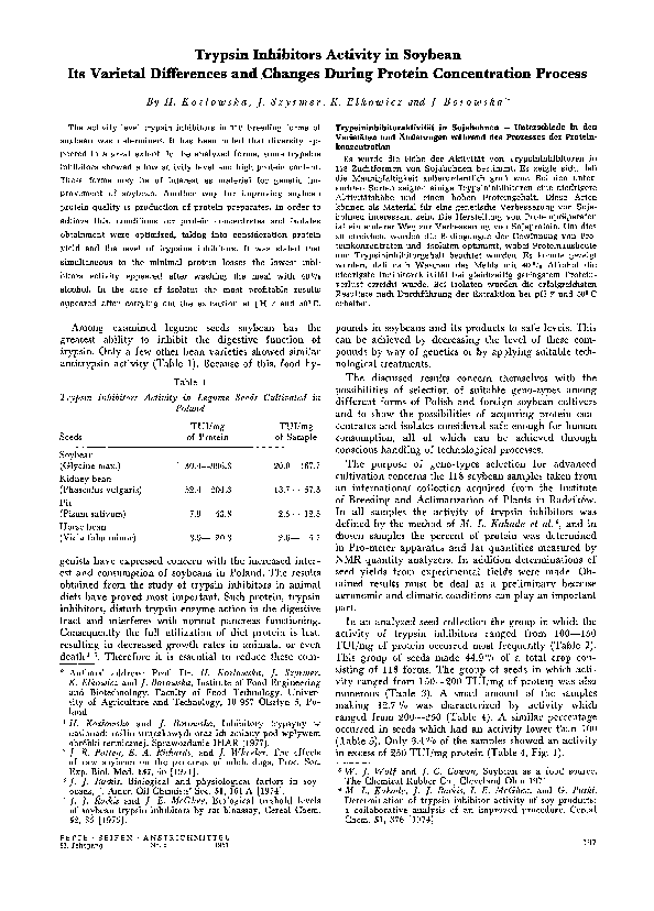 (PDF) Trypsin Inhibitors Activity in Soybean Its Varietal Differences ...