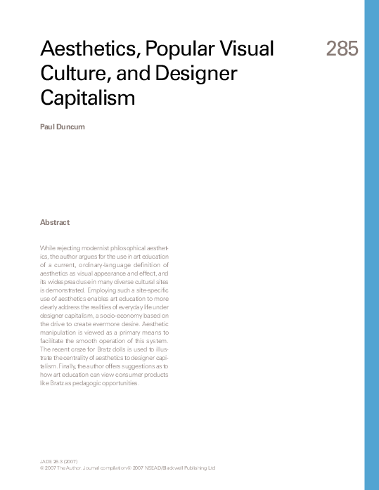 (PDF) Aesthetics, Popular Visual Culture, and Designer Capitalism