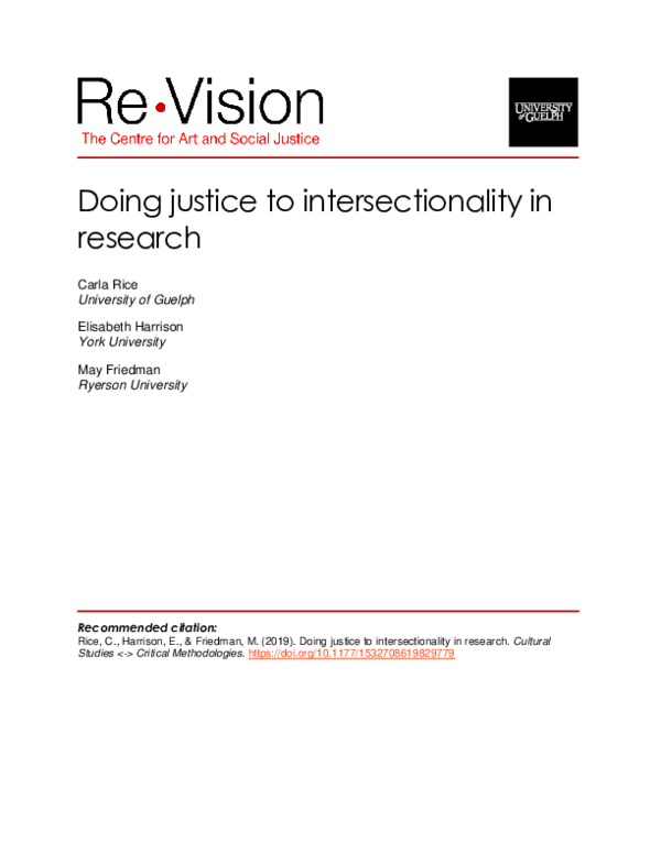 (PDF) Doing Justice to Intersectionality in Research