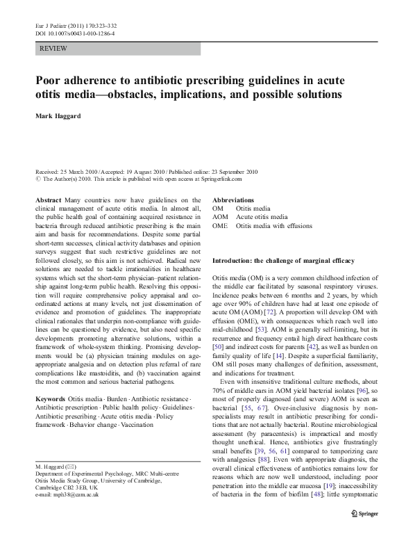 (PDF) Poor adherence to antibiotic prescribing guidelines in acute ...