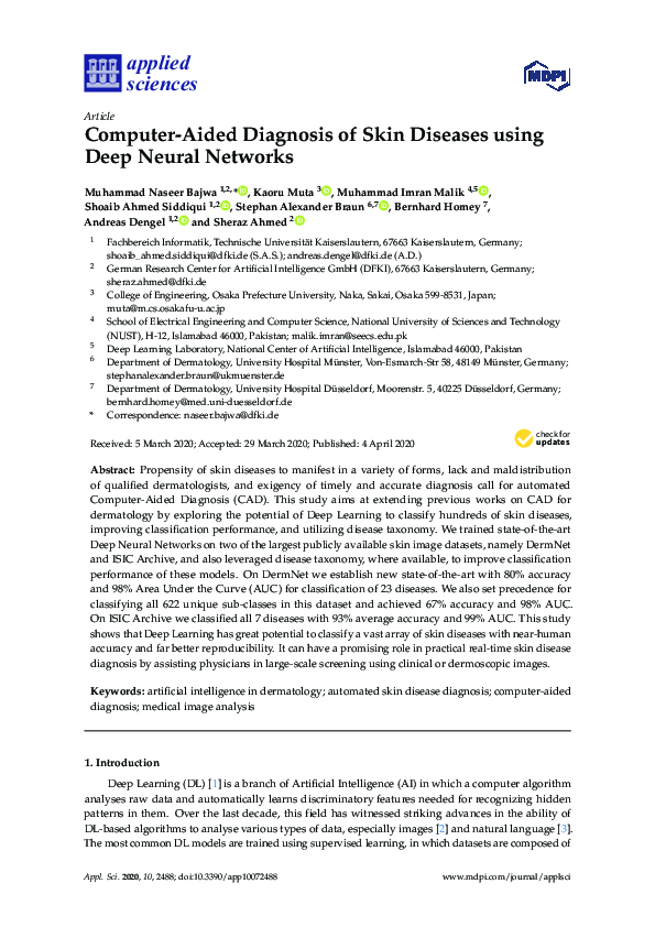 (PDF) Computer-Aided Diagnosis of Skin Diseases Using Deep Neural Networks