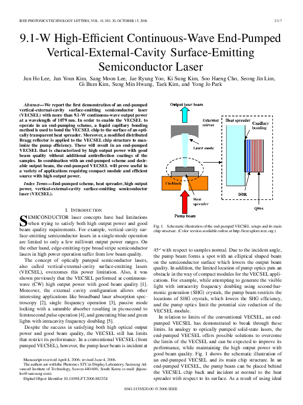 (PDF) 9.1-W High-Efficient Continuous-Wave End-Pumped Vertical-External-Cavity Surface-Emitting ...