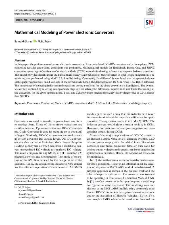 (PDF) Mathematical Modeling of Power Electronic Converters