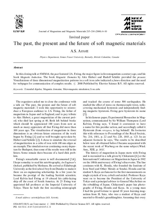 (PDF) The past, the present and the future of soft magnetic materials