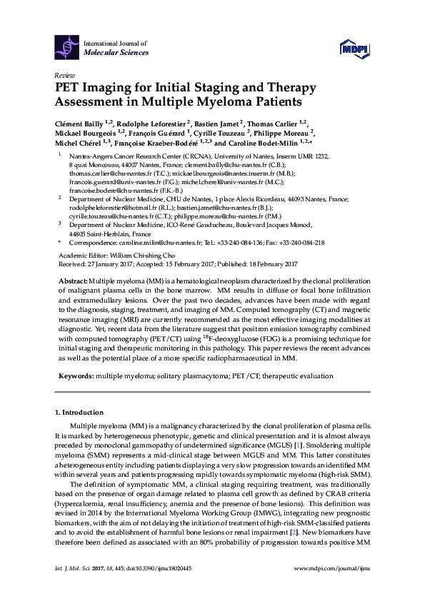 (PDF) PET Imaging for Initial Staging and Therapy Assessment in ...