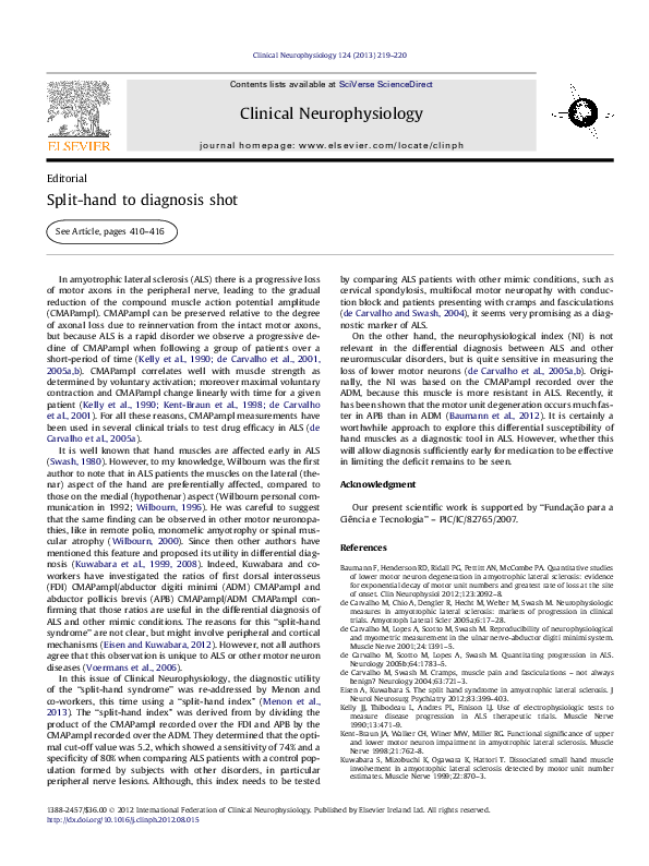 (PDF) Split-hand to diagnosis shot | Mamede de Carvalho - Academia.edu