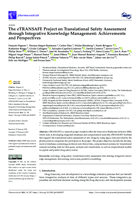 (PDF) The eTRANSAFE Project on Translational Safety Assessment through ...