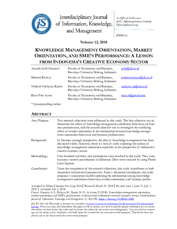 (PDF) Knowledge management orientation, market orientation, and firm ...