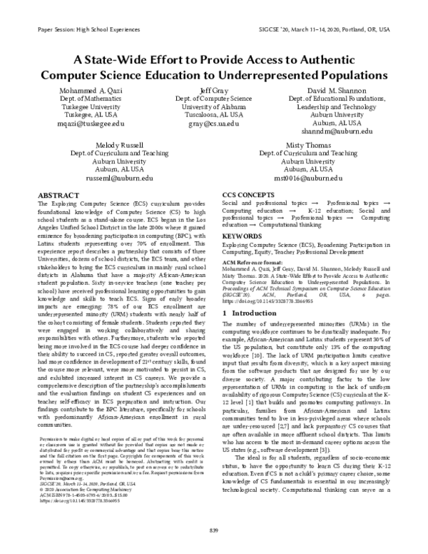 (PDF) A State-Wide Effort to Provide Access to Authentic Computer ...