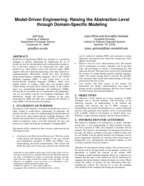 Pdf Model Driven Engineering