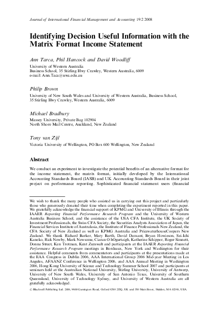 (PDF) Identifying Decision Useful Information with the Matrix Format ...