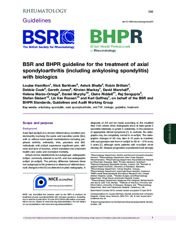 (PDF) BSR and BHPR guideline for the treatment of axial ...