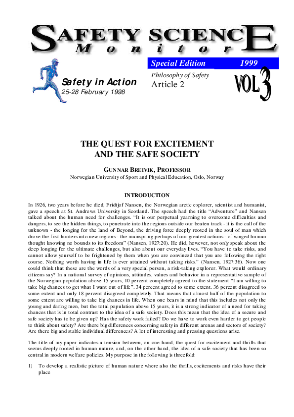 (PDF) The Quest for Excitement and the Safe Society
