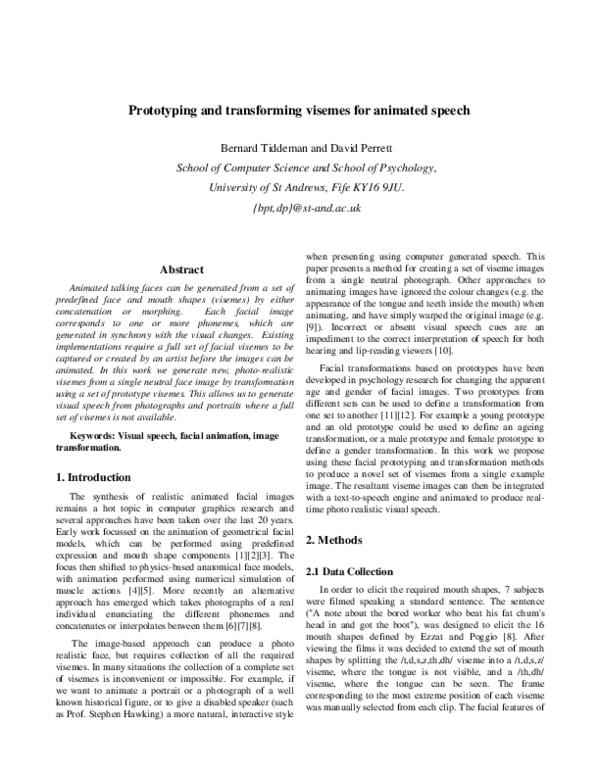 (PDF) Prototyping and transforming visemes for animated speech