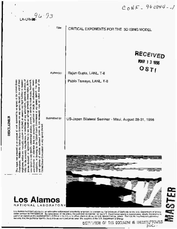 (PDF) Critical exponents for the 3D Ising model