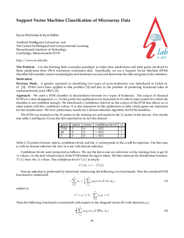 (PDF) Support Vector Machine Classification of Microarray Gene ...