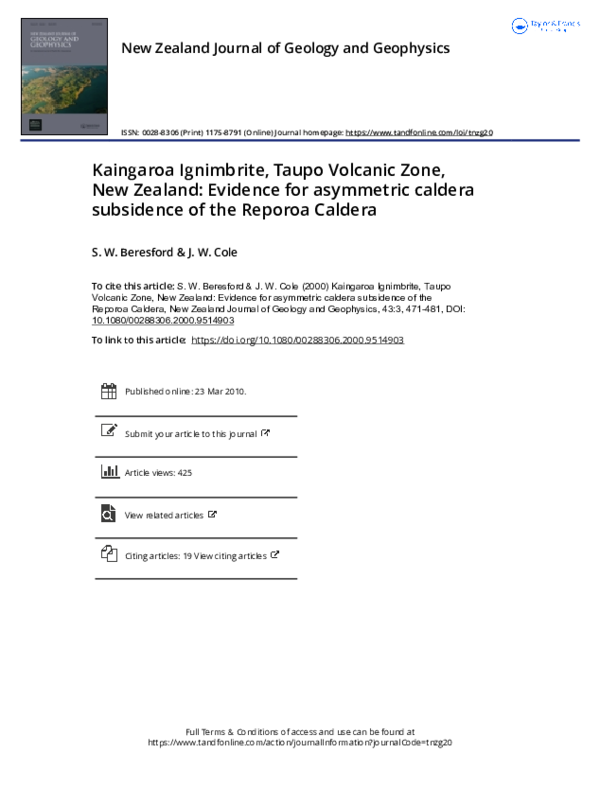 (PDF) Kaingaroa Ignimbrite, Taupo Volcanic Zone, New Zealand: Evidence ...