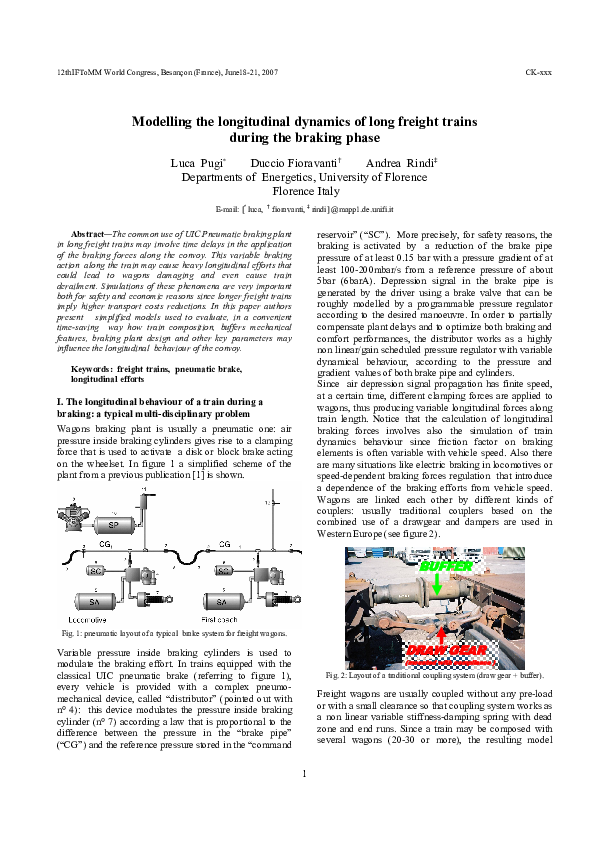 (PDF) Modelling the longitudinal dynamics of long freight trains during ...