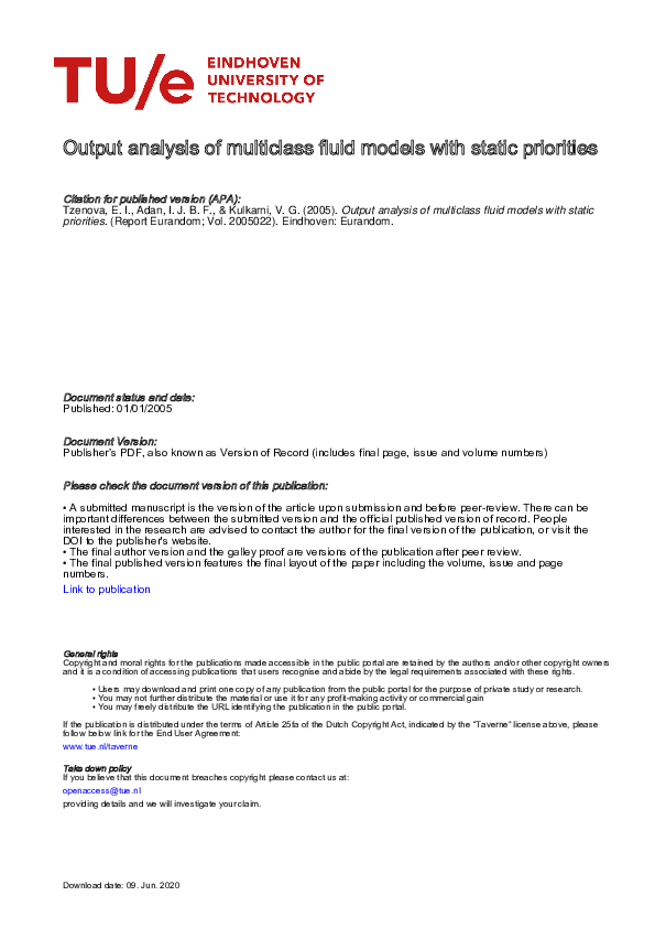 Pdf Output Analysis Of Multiclass Fluid Models With Static Priorities 