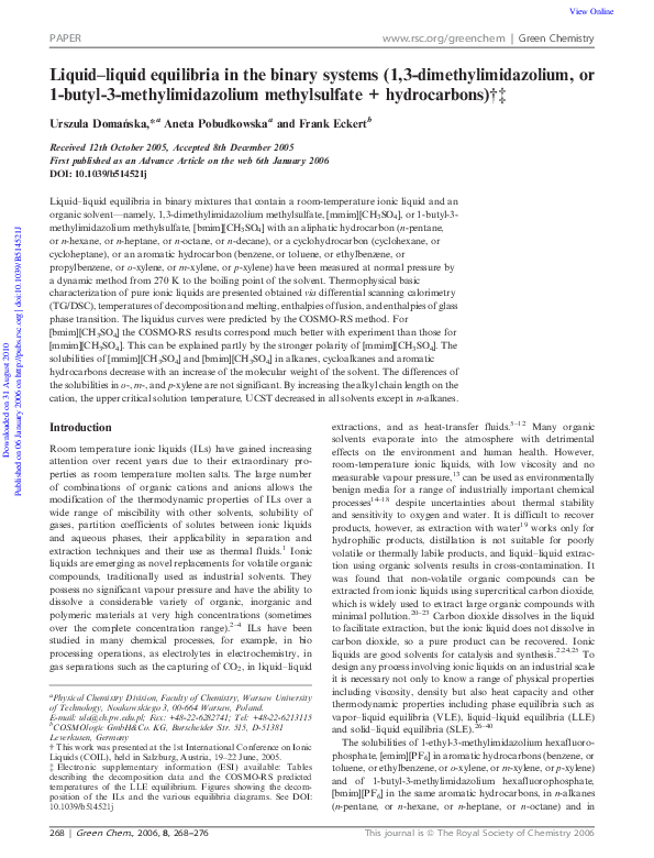 (PDF) Liquid–liquid equilibria in the binary systems (1,3 ...