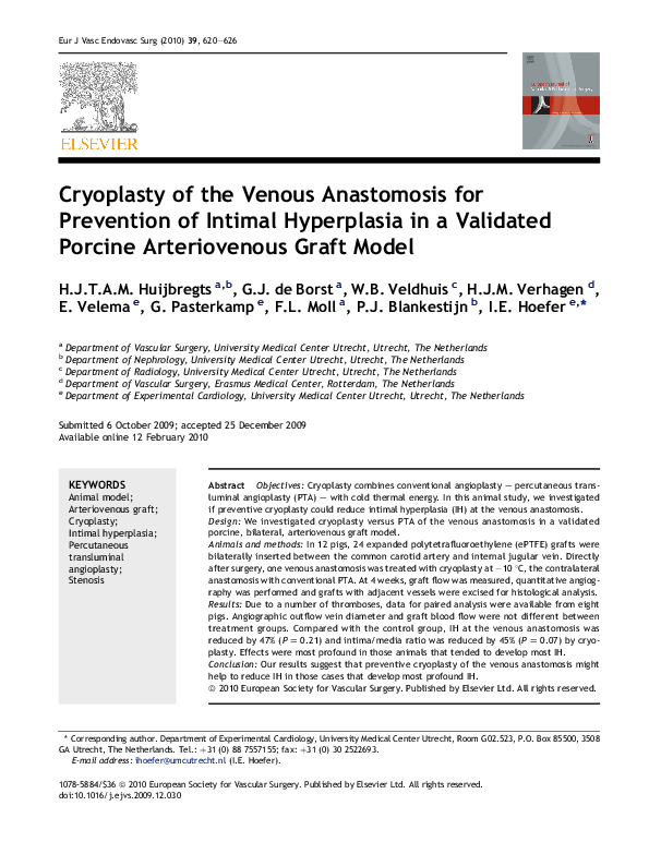 (PDF) Cryoplasty of the Venous Anastomosis for Prevention of Intimal ...