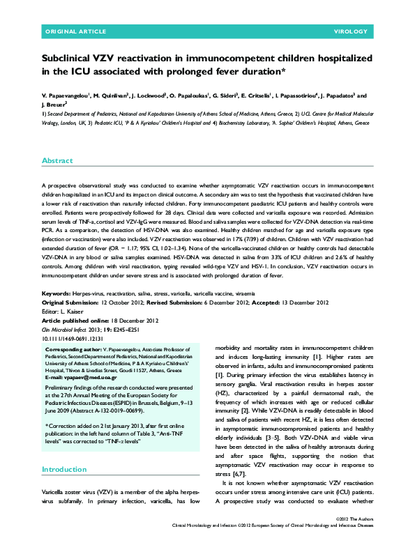 (PDF) Subclinical VZV reactivation in immunocompetent children ...