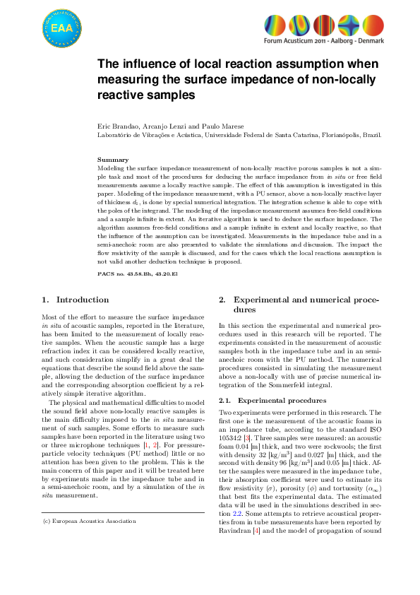 (PDF) The influence of local reaction assumption when measuring the ...