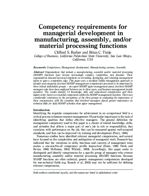 (PDF) Competency requirements for managerial development in ...