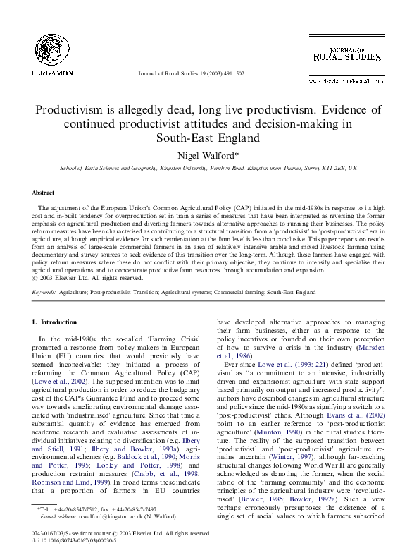 (PDF) Productivism is allegedly dead, long live productivism. Evidence ...