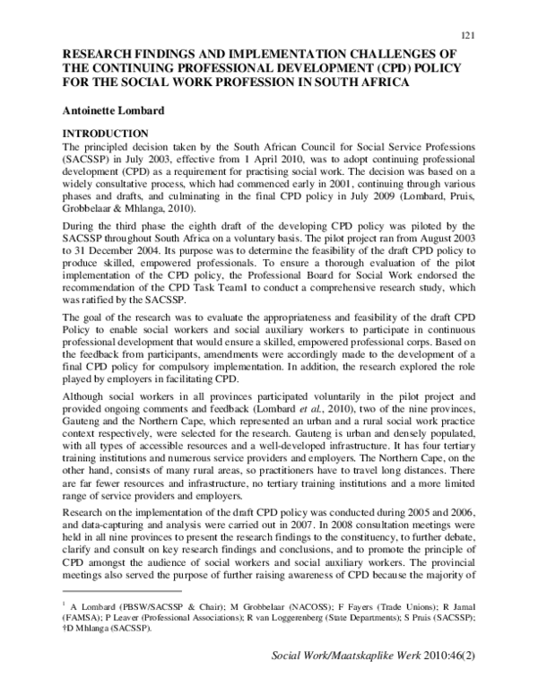 (PDF) Research Findings and Implementation Challenges of the Continuing ...